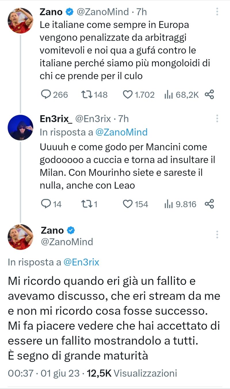 ENERIX SFOTTE ZANO PER LA ROMA, LA REPLICA: "SEI SEMPRE STATO UN ...